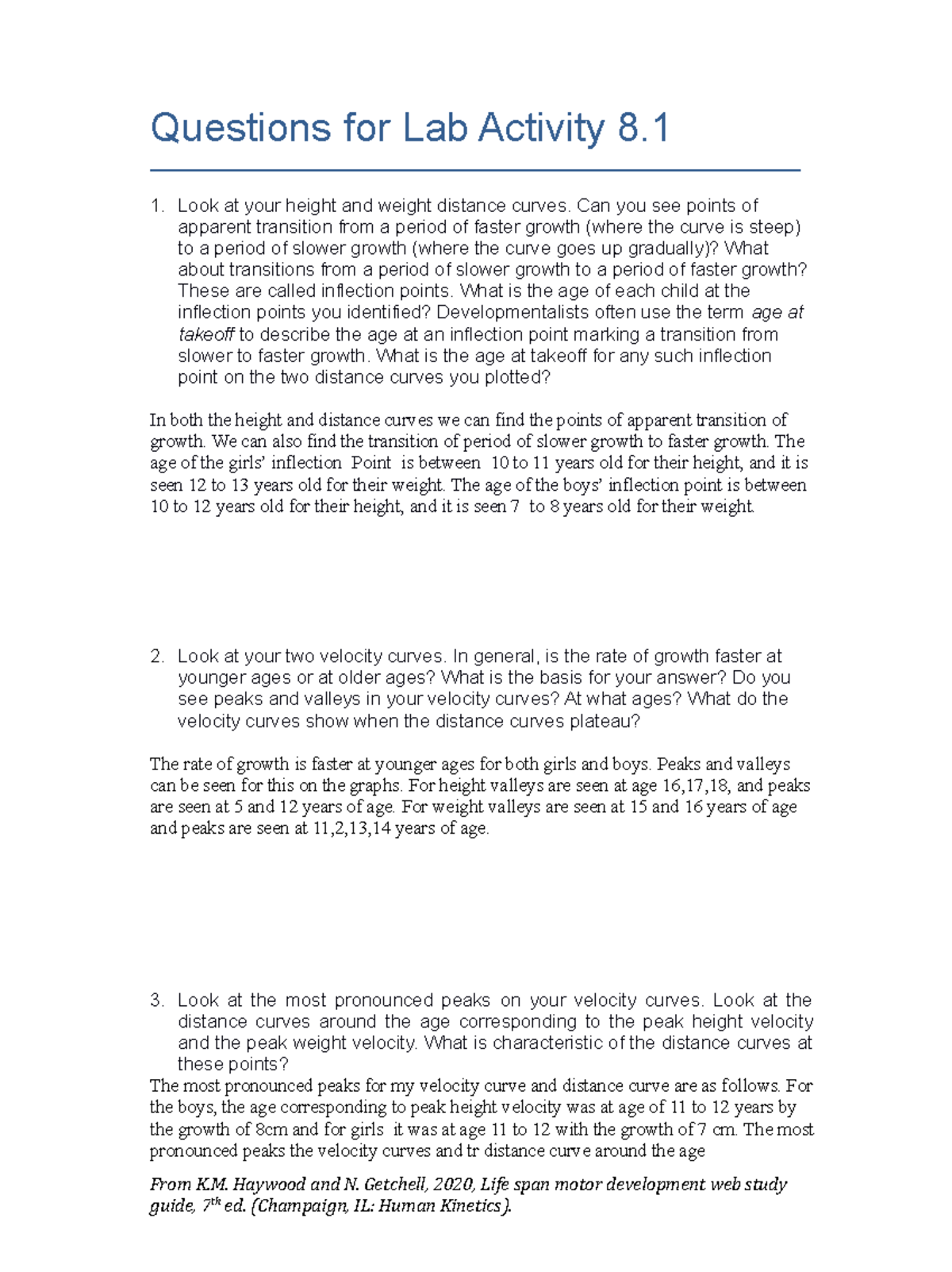 LAB8.1 - LAB ASSIGNMENT KIN 180 - Questions for Lab Activity 8. - Studocu