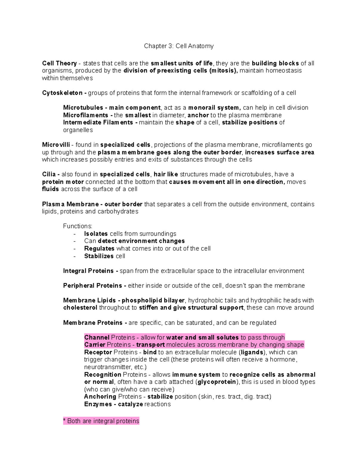 Chapter 3: Cells - Chapter 3: Cell Anatomy Cell Theory - states that ...