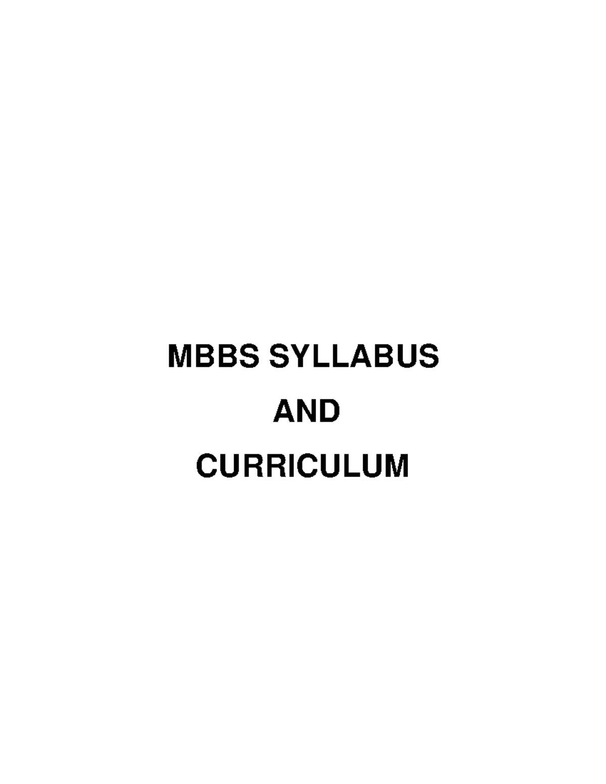 Mbbs Syllabus