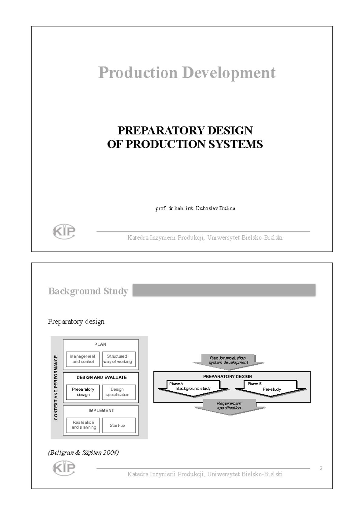 07 Preparatory design of production systems - Katedra Inżynierii ...