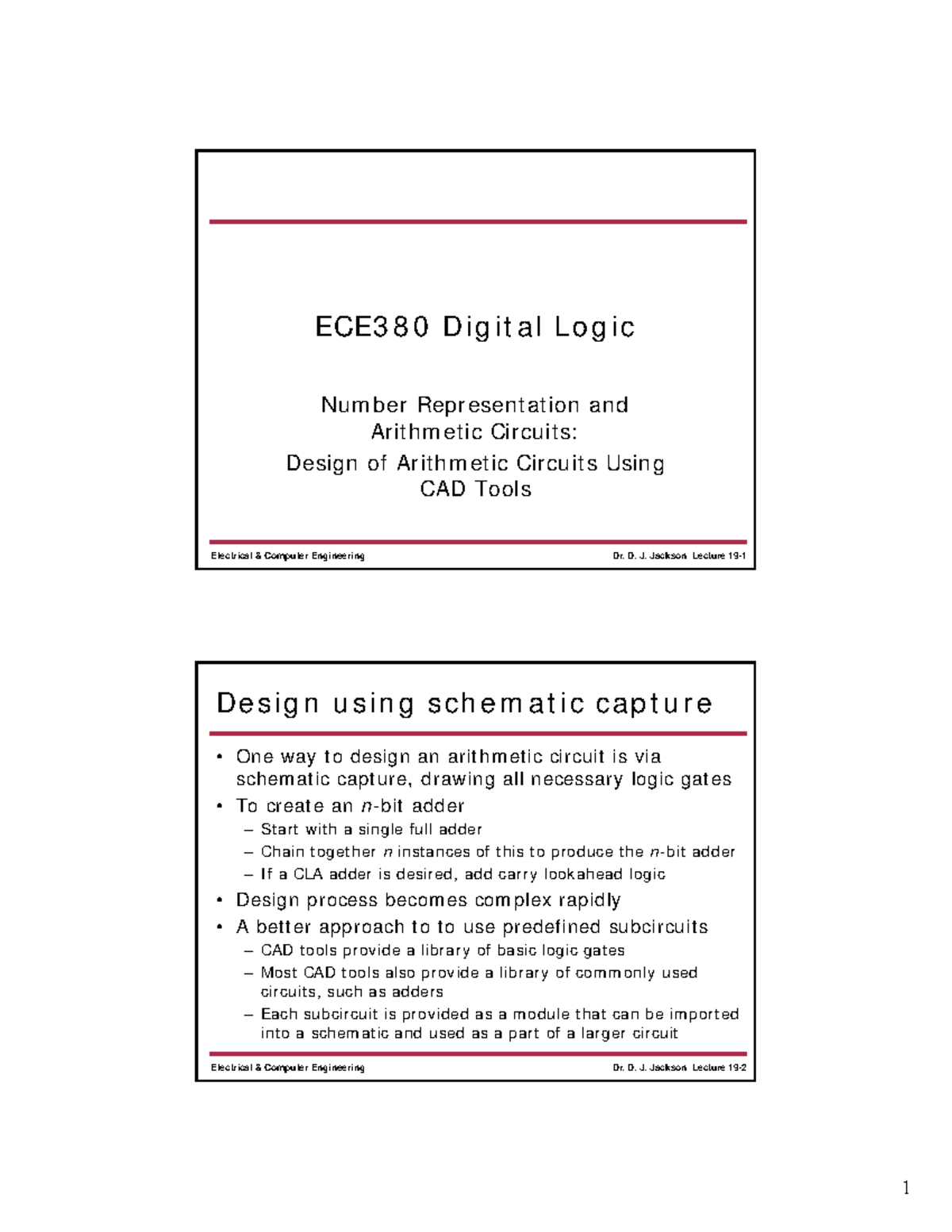 Lec 19 Number Representation And Arithmetic Circuits Design Of Arithmetic Circuits Using Cad 
