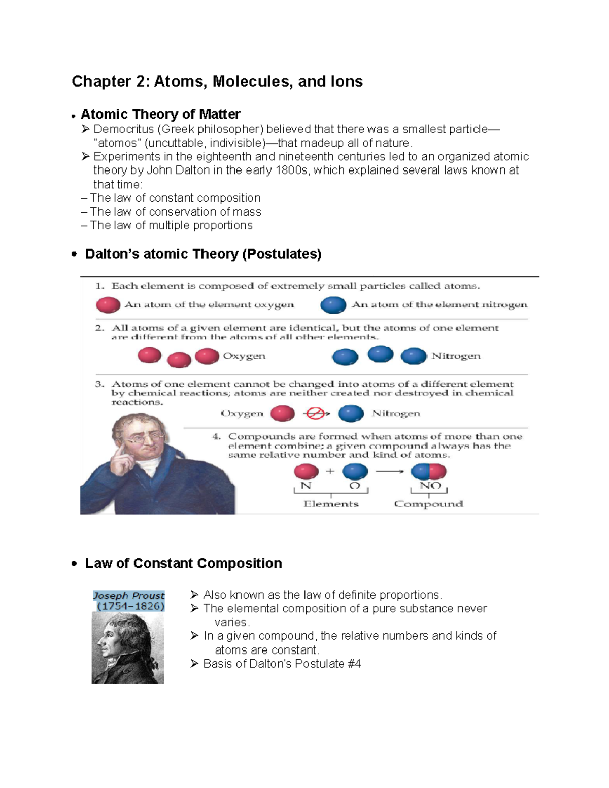 Chapter 2 - Atoms, Molecules and Ions - Chapter 2: Atoms, Molecules ...