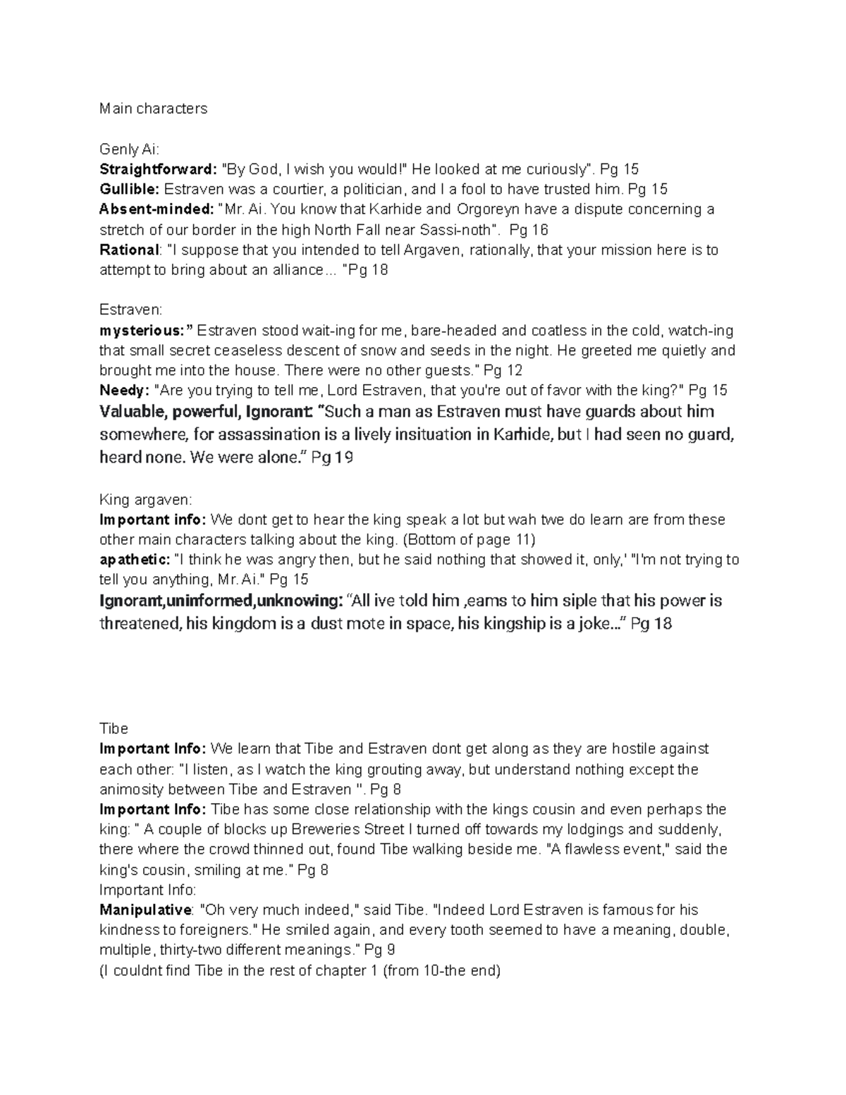 English a - These were in class notes, which is used for quizs and ...