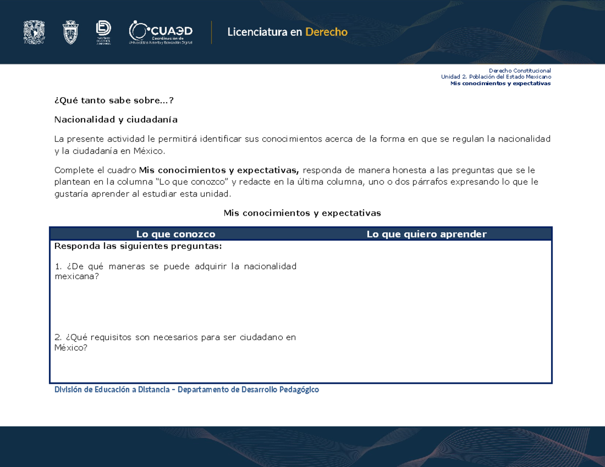Cuadro cq u2 - ninguno - Derecho Constitucional Unidad 2. Población del Estado Mexicano Mis ...