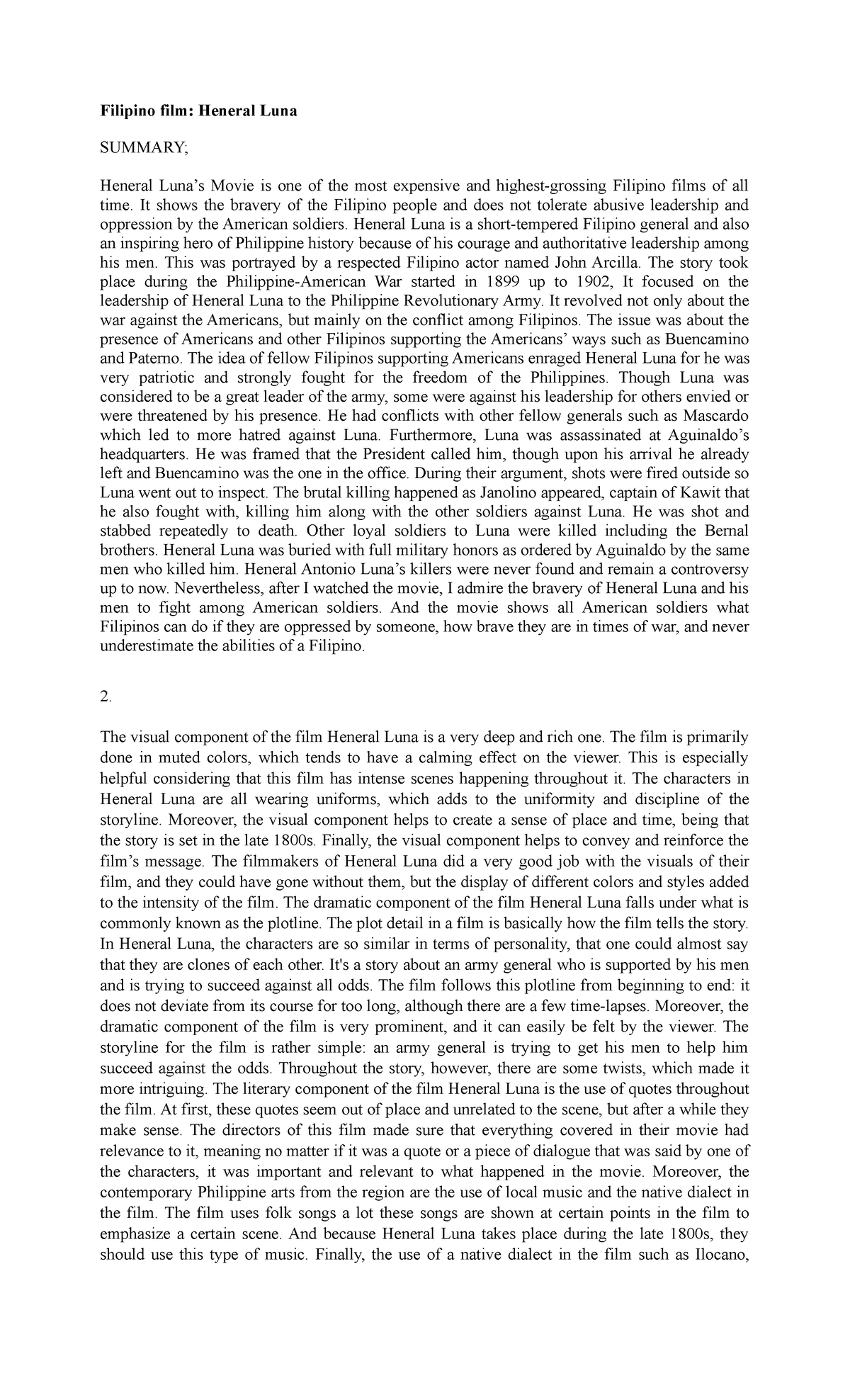 Cont - baba - Filipino film: Heneral Luna SUMMARY; Heneral Luna’s Movie ...