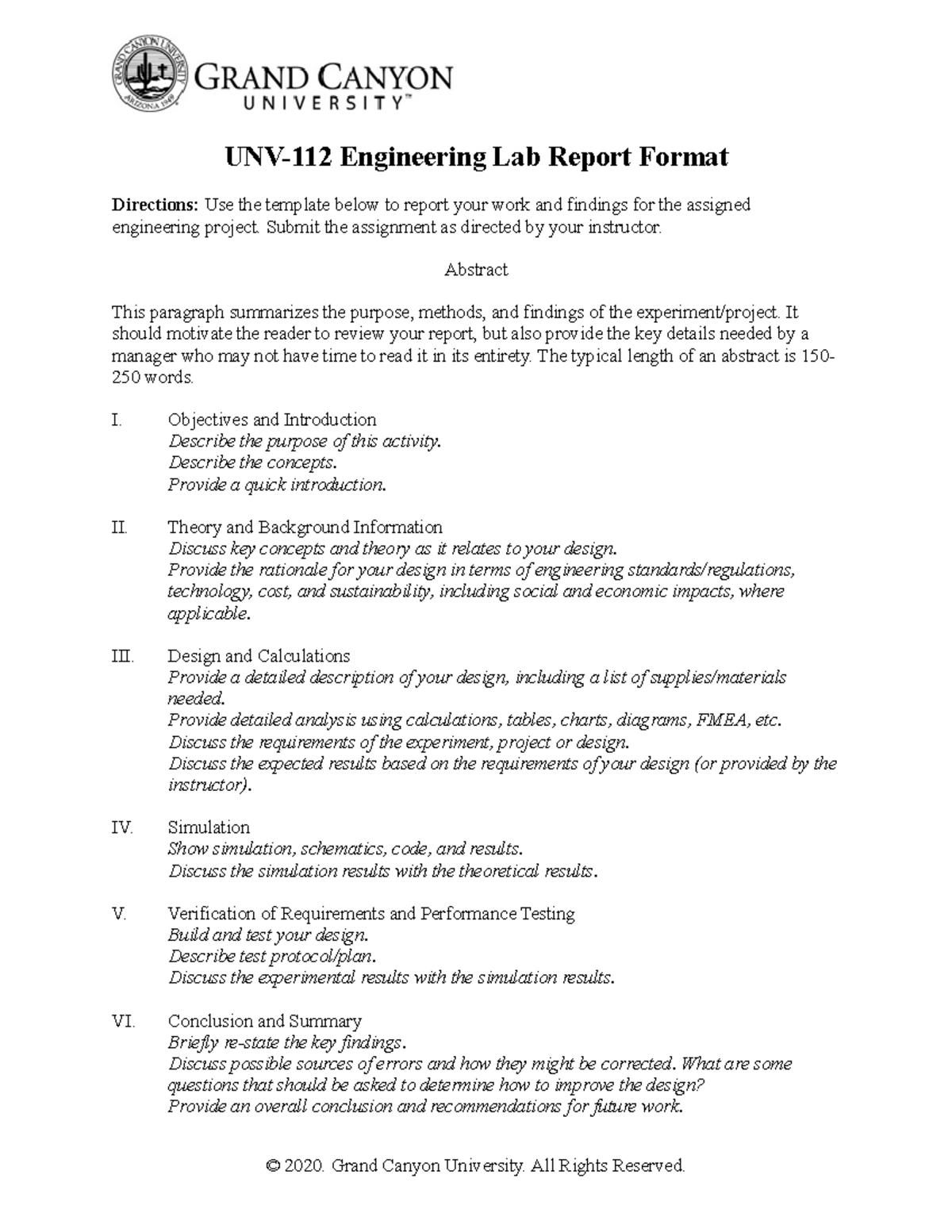UNV 112 RS Engineering Lab Report Format - UNV-112 Engineering Lab ...