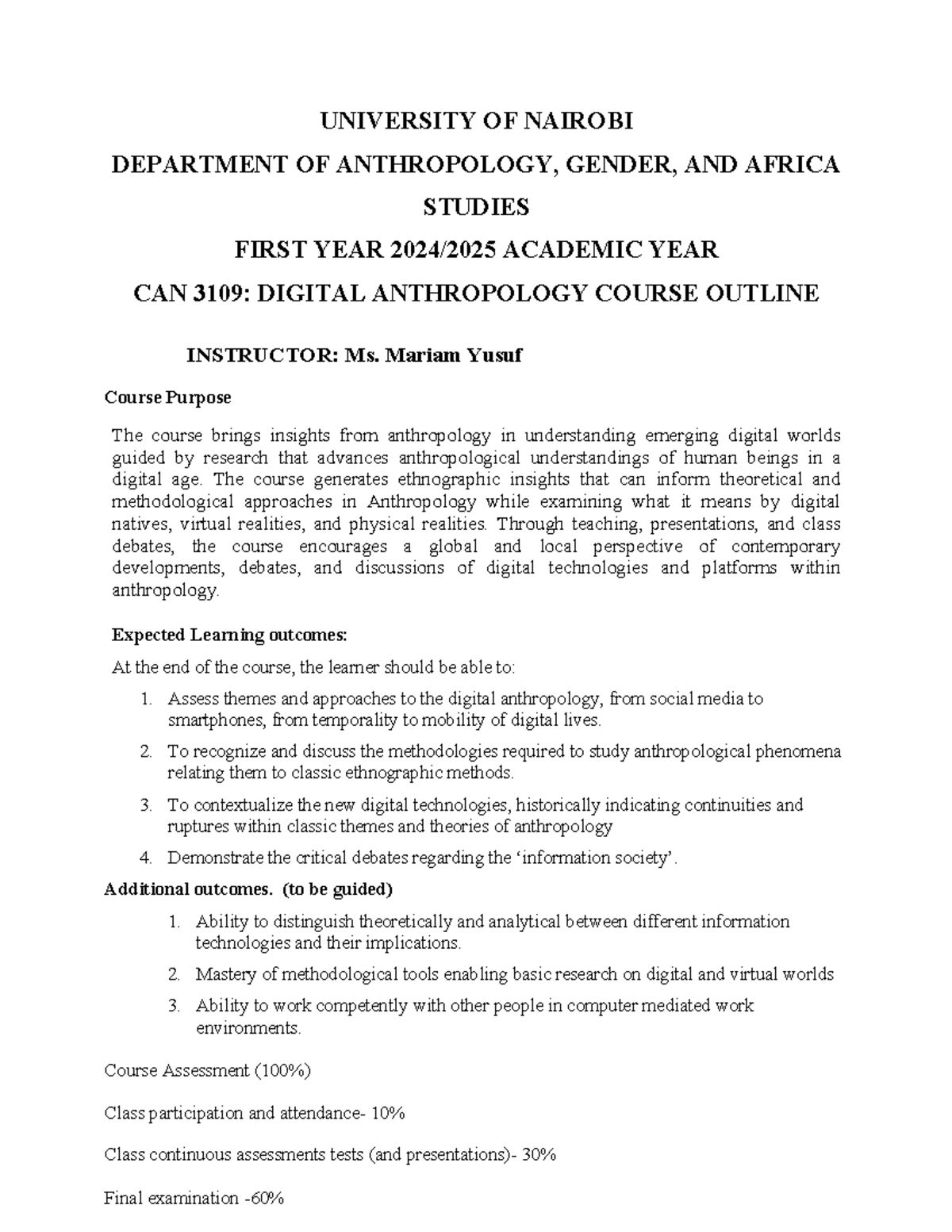 Digital anthropology - Precise lecture materials - UNIVERSITY OF ...