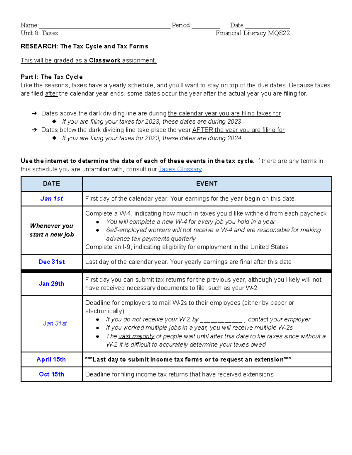 Akash Kirk Wilmot - 8.03 Tax Cycle and Forms - Worksheet - Google Docs ...