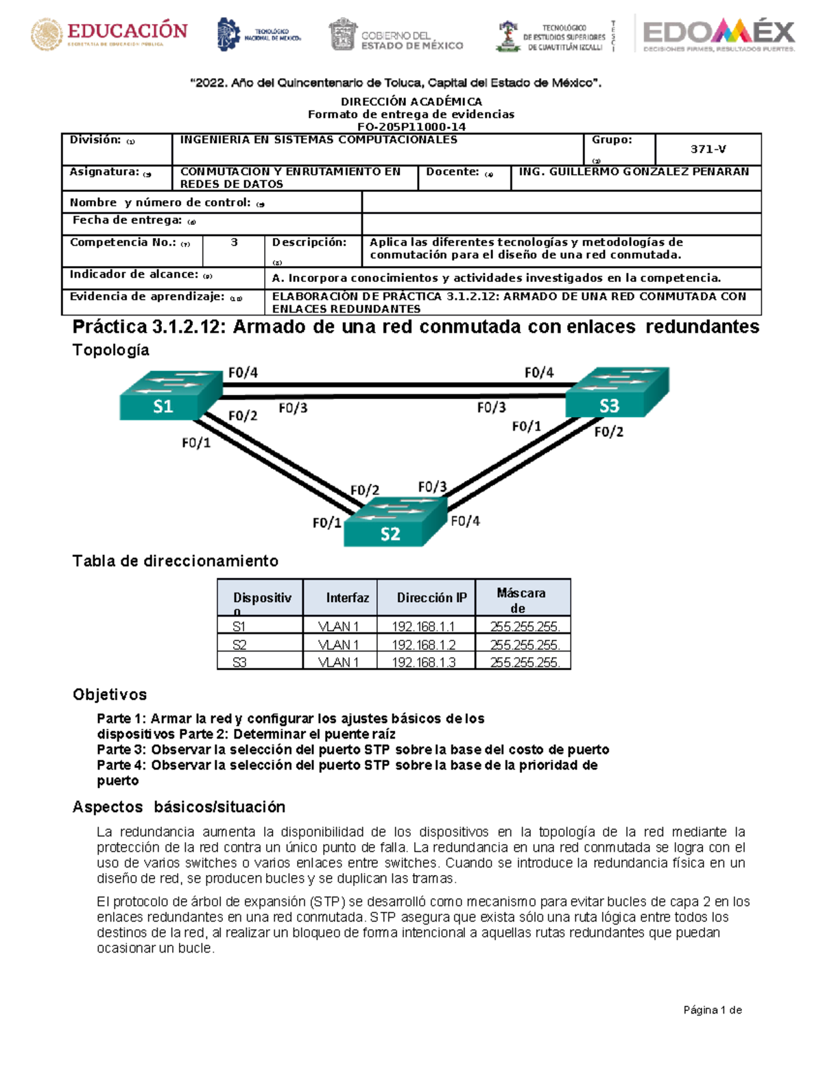 Mendizabal Miguel 3 1 2 12 Lab Building A Switched Network With Redundant Links Página 1 De