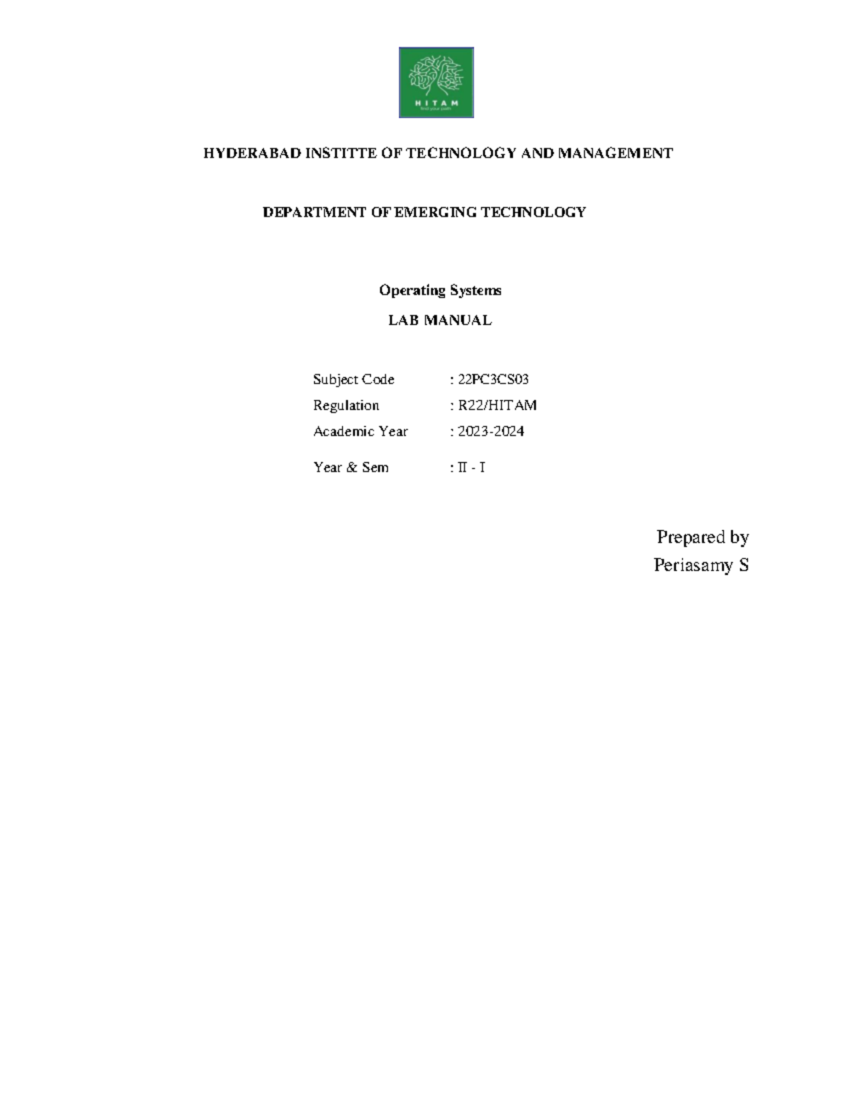 OS-LAB-Manual - Periasamy S 4367abeb75aee6bc136efc478c9ed4fa ...