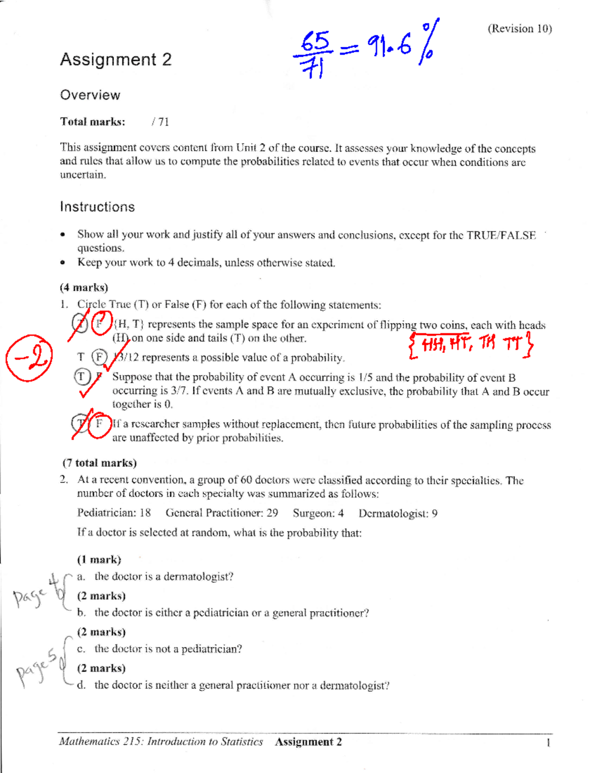 MATH215 Assignment 2 - (Revision 10) Assignment 2 Overview Total marks: l7l This assignment ...