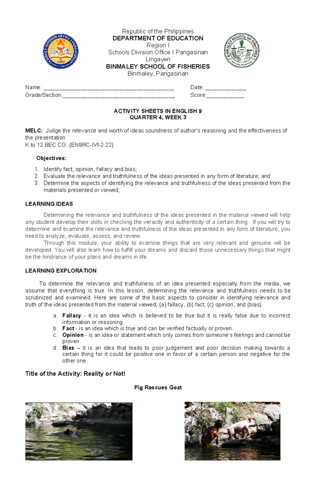 English 9-Wk-3-module-Quarter 4 - Republic of the Philippines ...