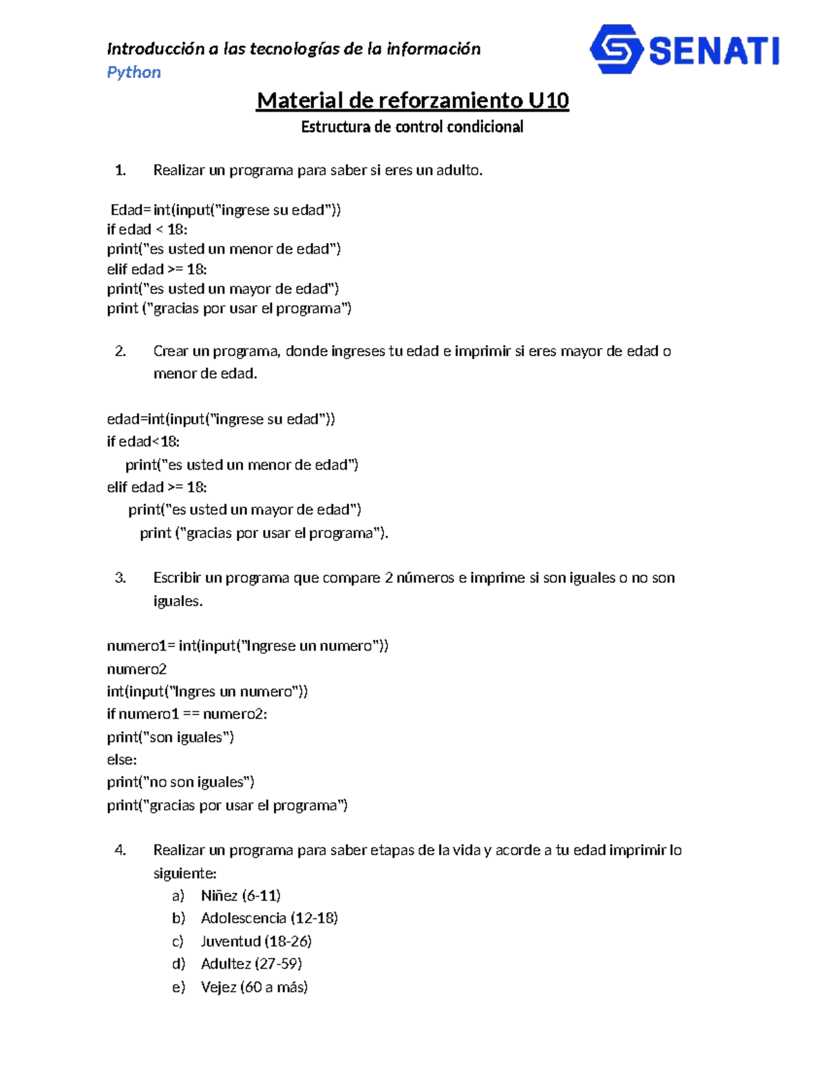 Material de reforzamiento U10 - Introducción a las tecnologías de la información Python Material ...