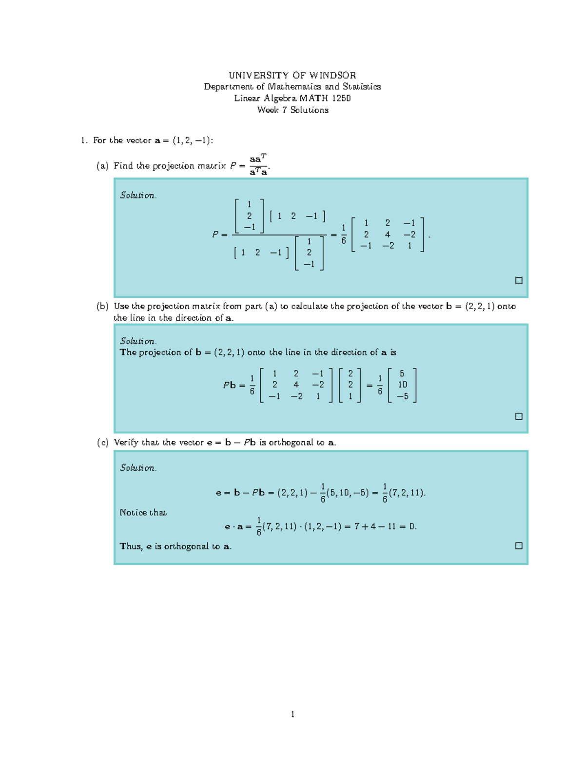 MATH1250Week7Solutions - UNIVERSITY OF WINDSOR Department of ...