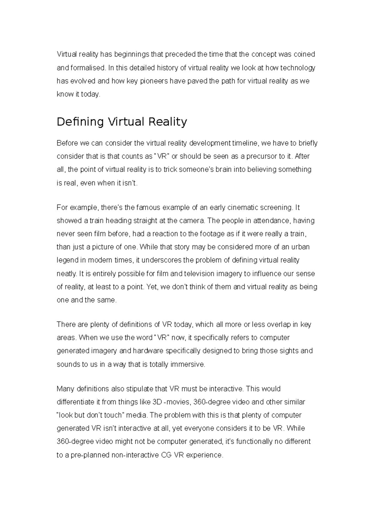 Virtual reality time line EPQ - Virtual reality has beginnings that ...
