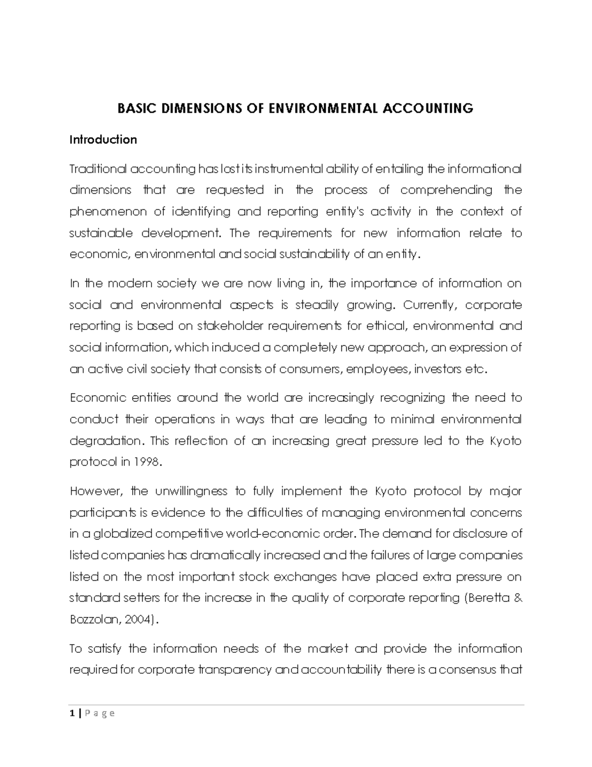 Basic Dimensions of Environmental Accounting - BASIC DIMENSIONS OF ...