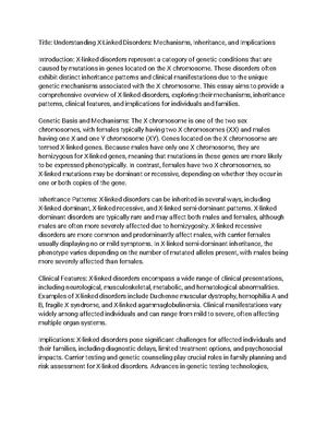 Understanding Y-Linked Disorders Characteristics, Inheritance, and ...