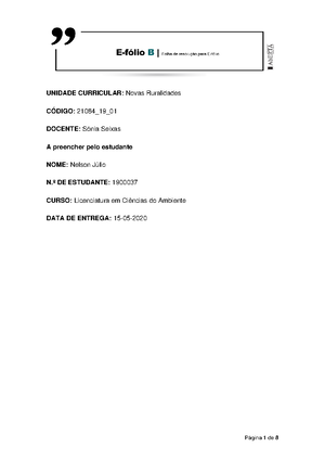 Resumo T1 - Filipe Aguiar nº 800053 Novas Ruralidades Licenciatura ...