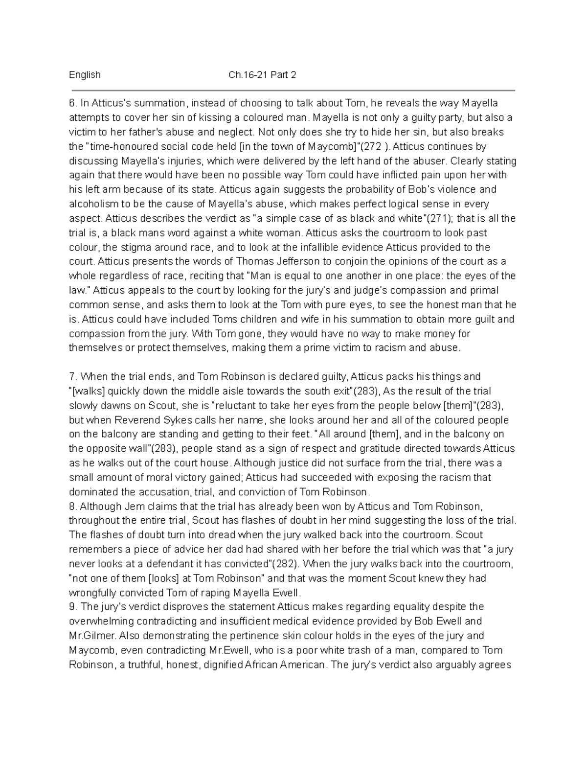 Studocu - TKAM Lecture Notes - English Ch-21 Part 2 In Atticus’s ...