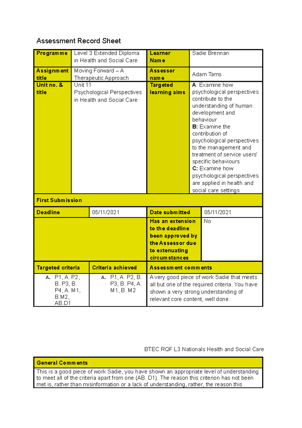 CAR - Learner Assessment Submission and Declaration - Copy - Copy ...