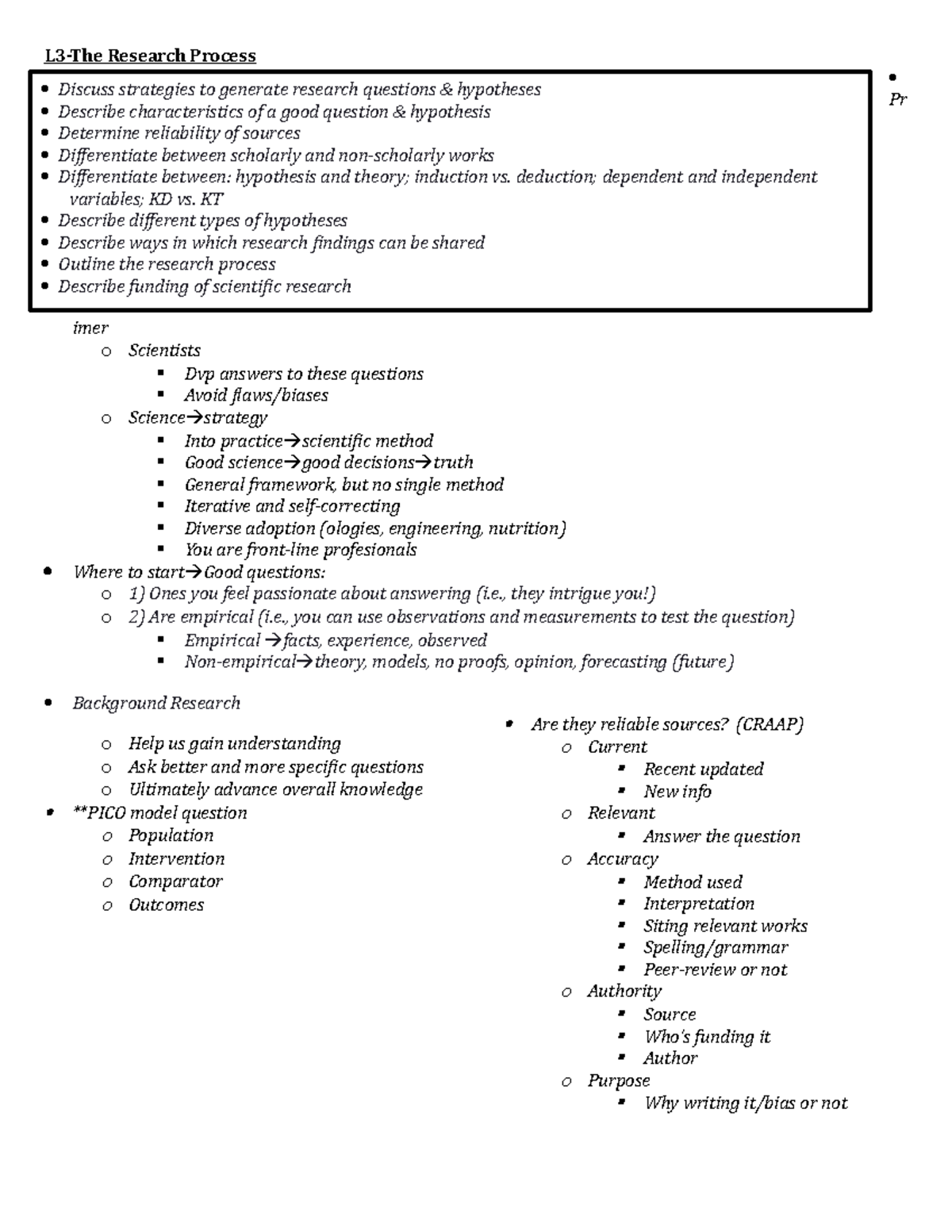 L3 - Lecture notes 3 - L3-The Research Process Pr imer o Scientists Dvp ...
