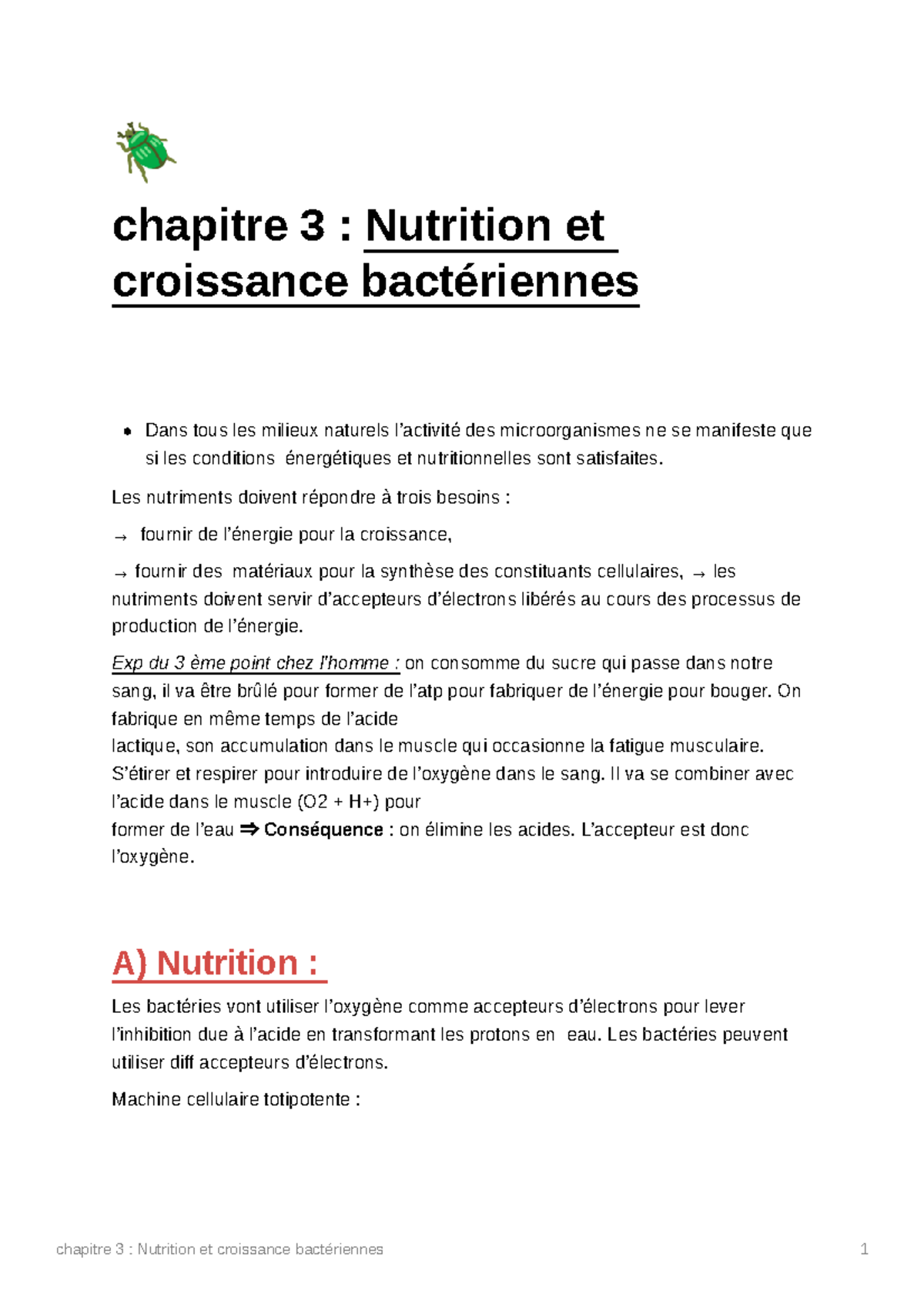 Chapitre 3 Nutrition et croissance bactériennes - _ chapitre 3 : Nutrition et croissance - Studocu