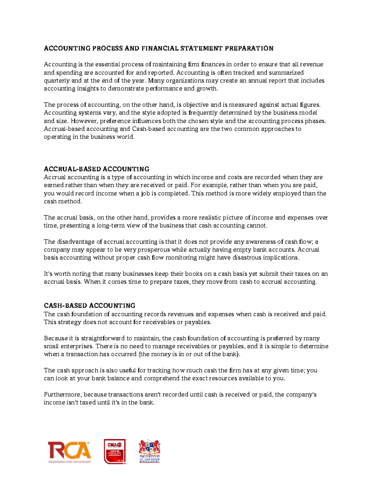 Accounting Process AND Financial Statement Preparation - ACCOUNTING ...