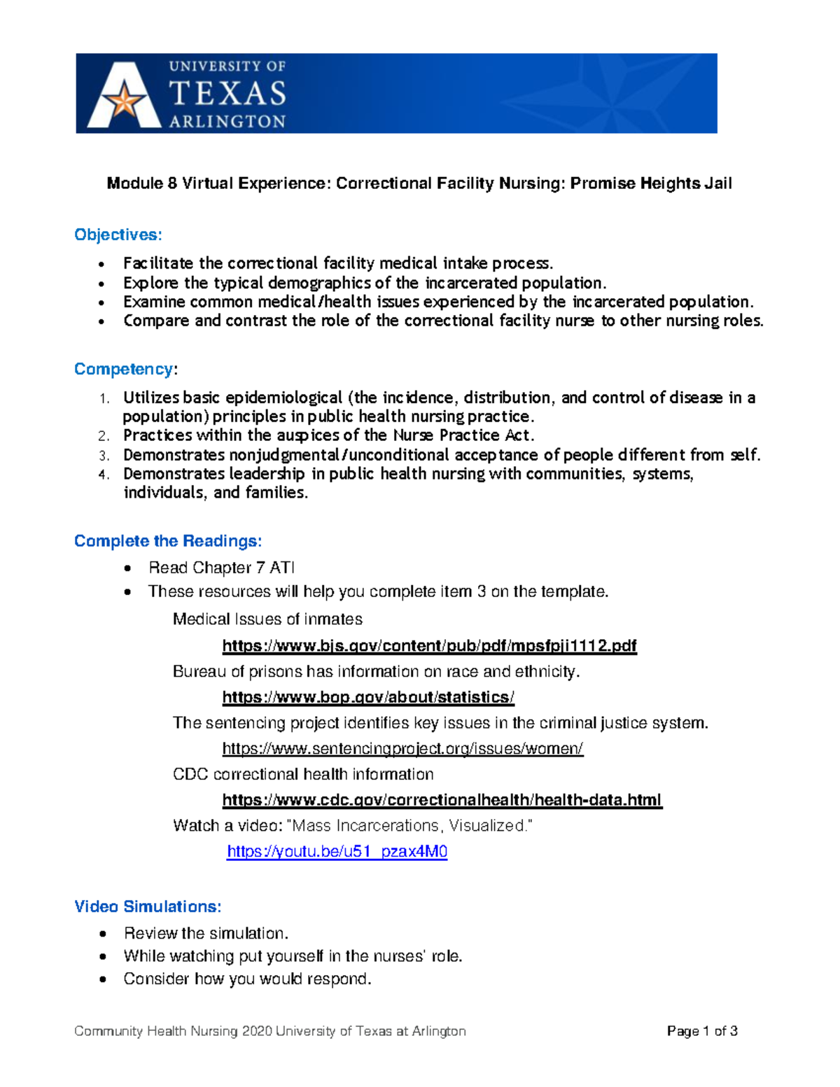 Module 8 - Week 5 assignment - Community Health Nursing 2020 University ...