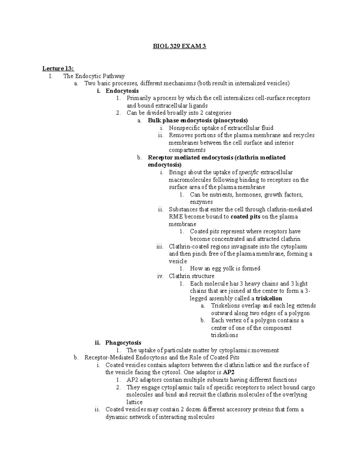 BIOL 329 EXAM 3 - Extreme amount of effort put into these notes to ...