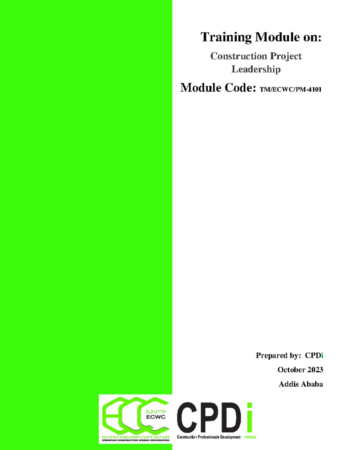 Construction Project Leadership - Training Module on: Construction ...