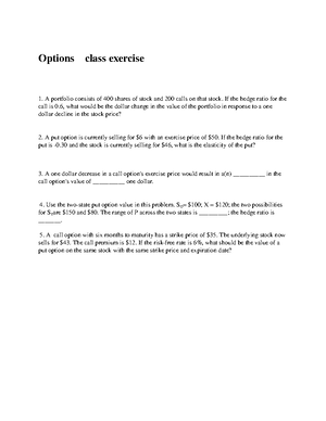 Options Assignments - ASSIGNMENT EXERCISE Options 5 -We will derive a ...