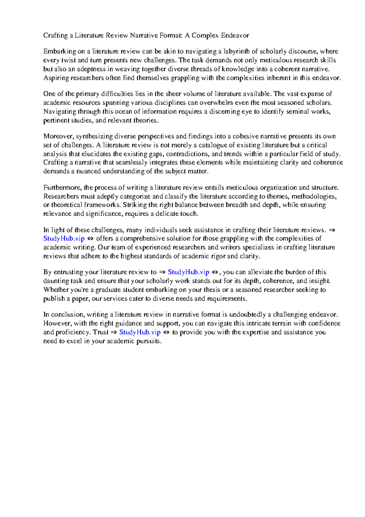 Literature Review Narrative Format - The task demands not only ...