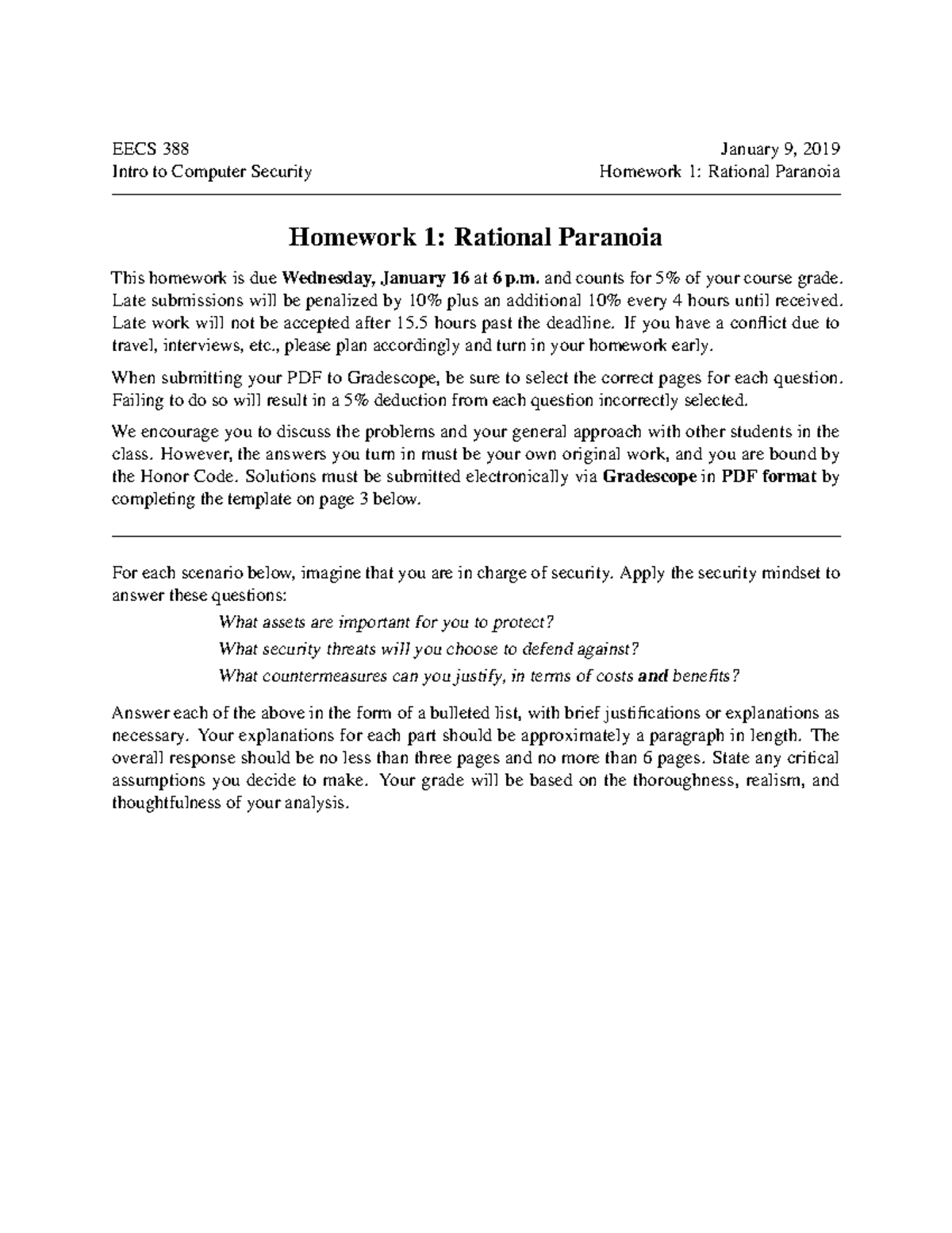 388-w19-hw1 - Homework - EECS 388 January 9, 2019 Intro to Computer Security Homework 1 ...