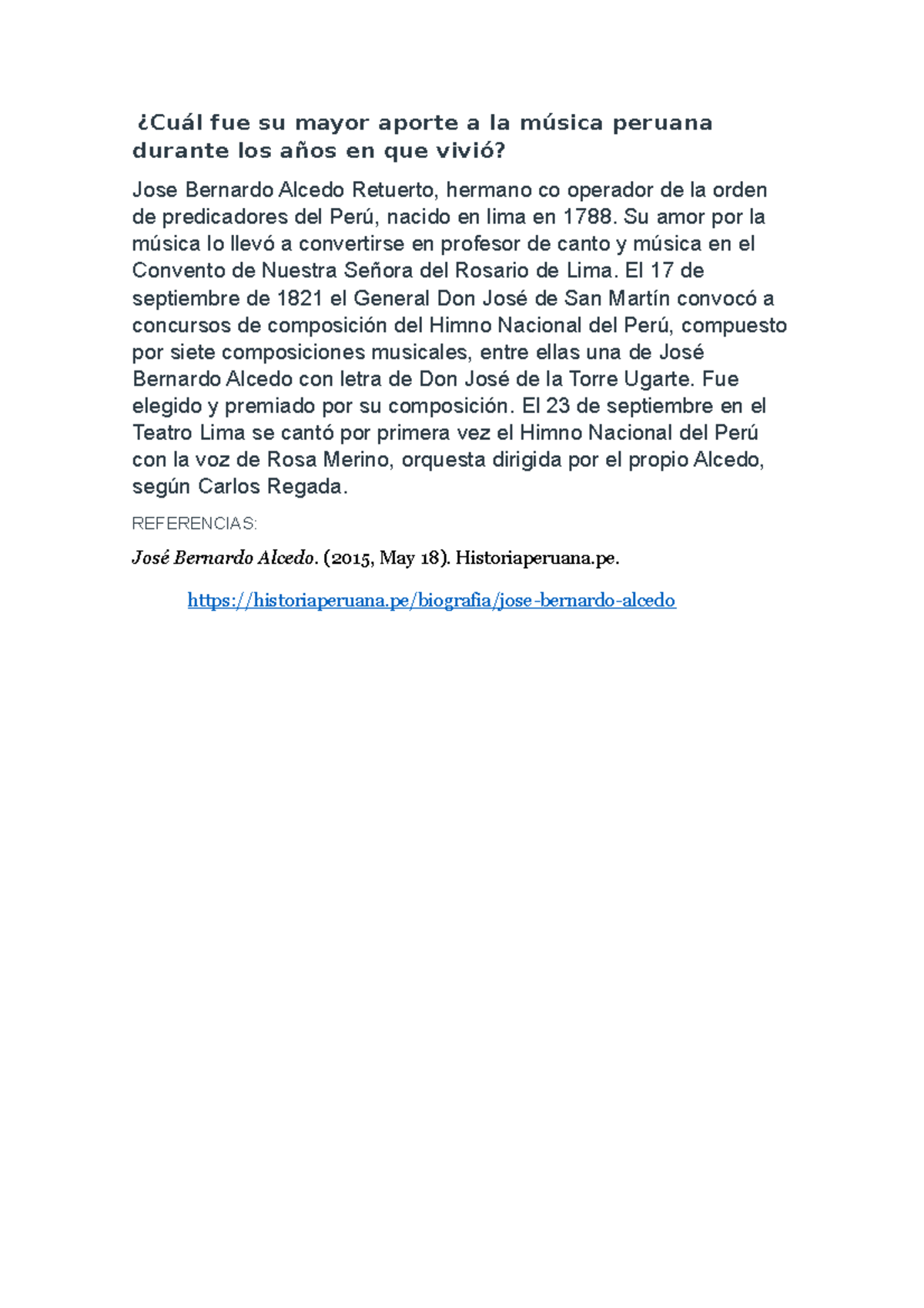 DON JOSÉ Bernardo Alcedo - ¿Cuál fue su mayor aporte a la música ...