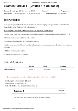 Examen Parcial 2 - Unidad 3 Y Unidad 4 Guarani - Examen Parcial 2 ...