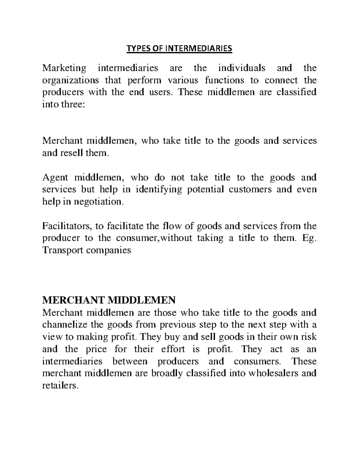 Types oF Intermediaries - TYPES OF INTERMEDIARIES Marketing ...