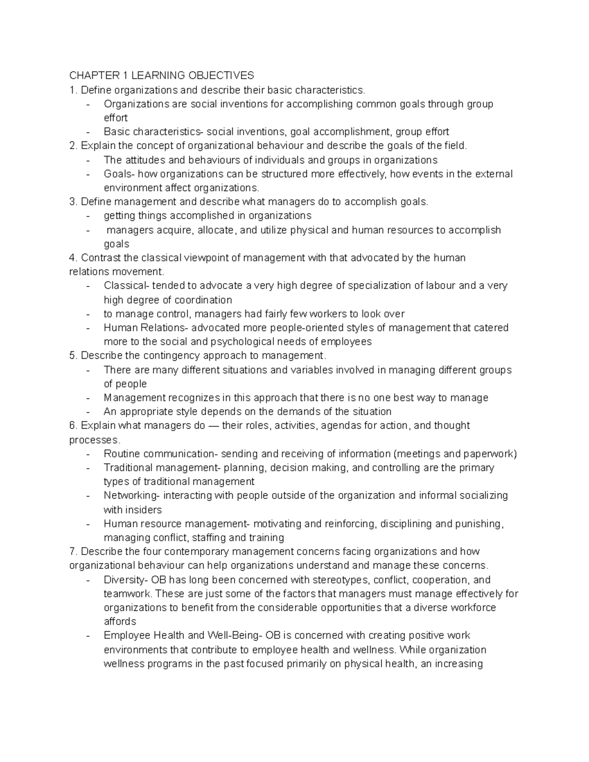 BU288 Mideterm #1 Review - CHAPTER 1 LEARNING OBJECTIVES Define ...