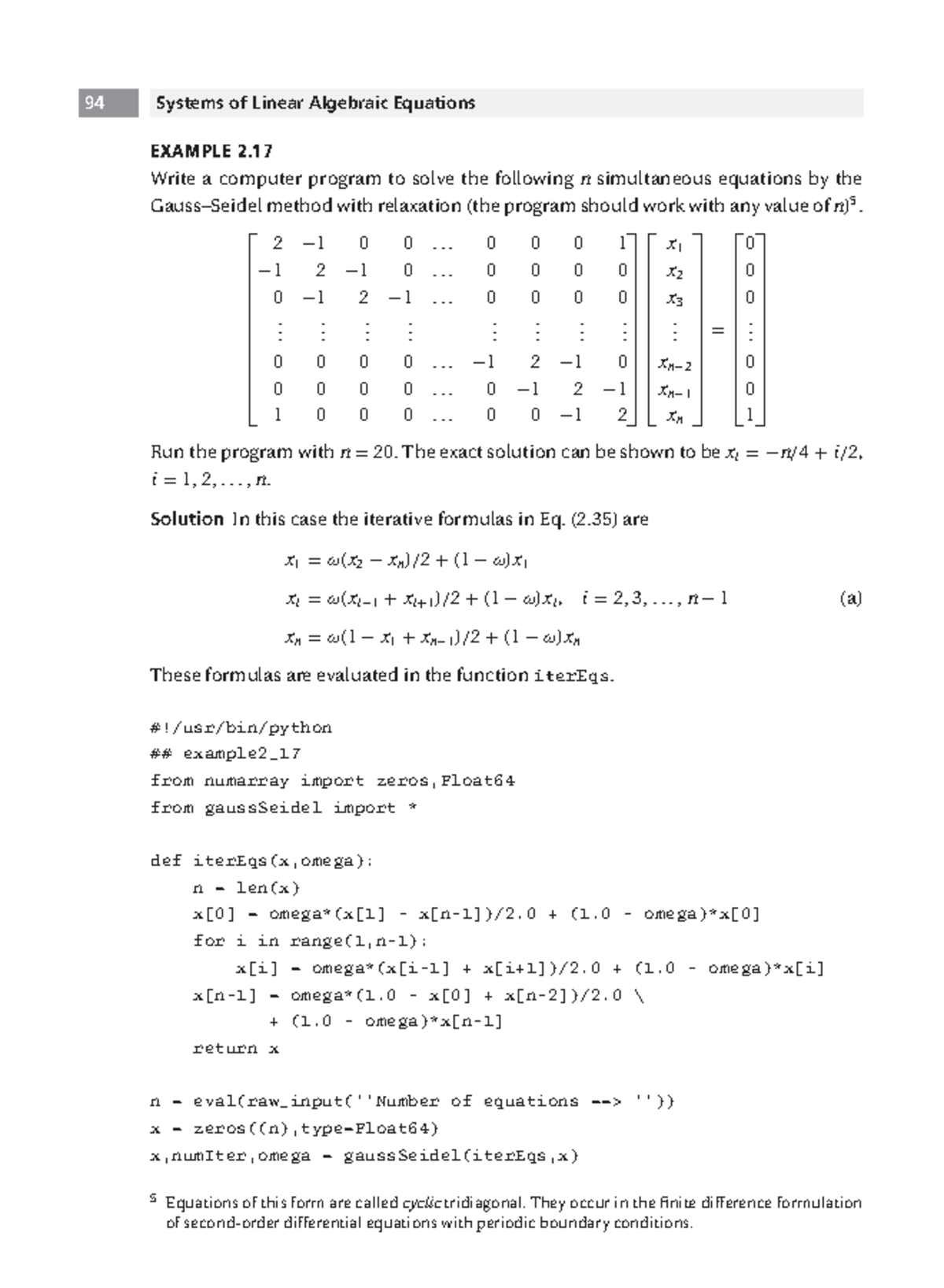Numerical Method With Python 35 94 Systems Of Linear Algebraic Equations Example 2 Write A