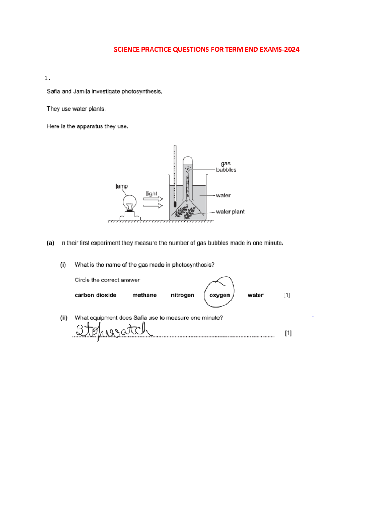 Science Practice Questions FOR TERM END Exams 2024 - Computer Science ...