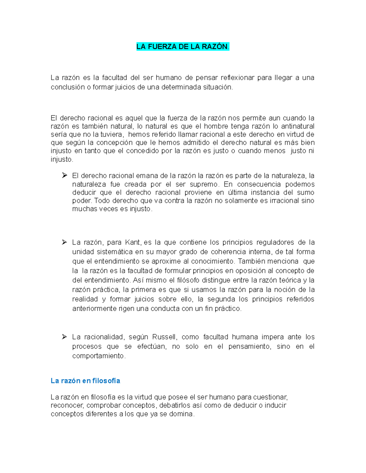 LA Fuerza DE LA Razón - apuntes - LA FUERZA DE LA RAZÓN. La razón es la ...