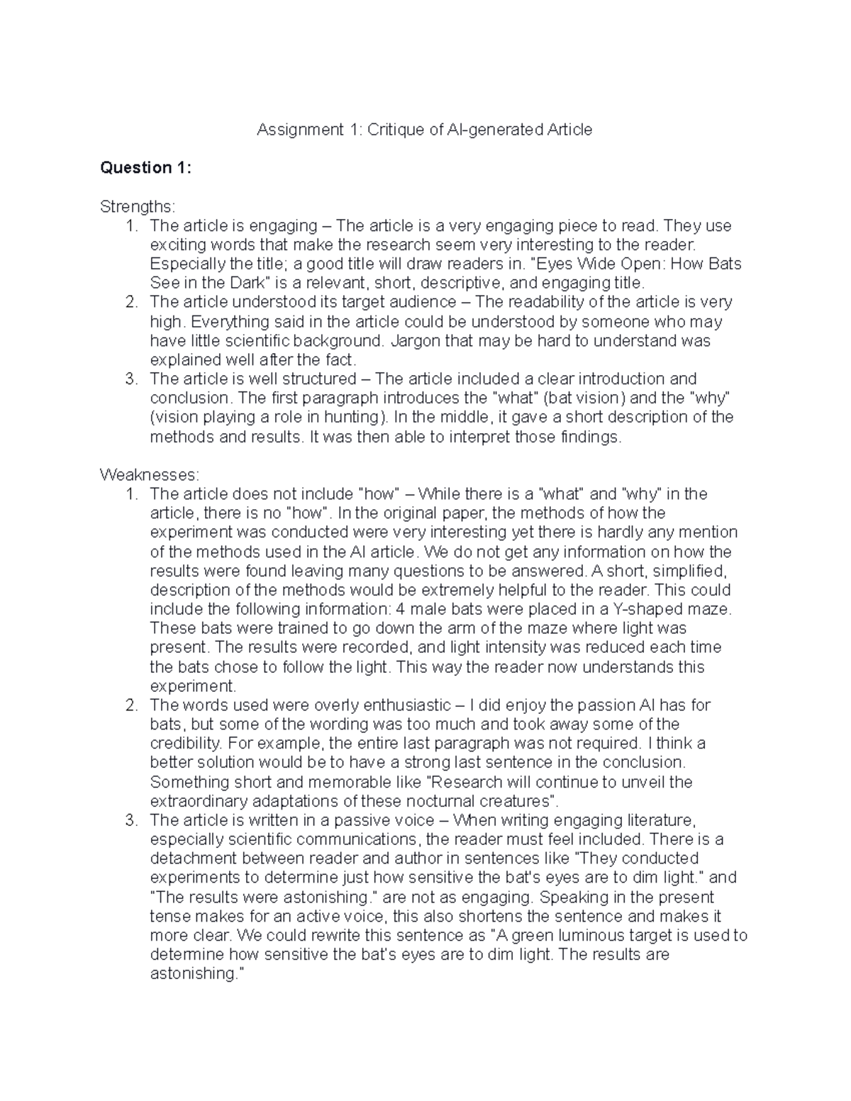 Assignment 1 Critique of AI-generated Article - Assignment 1: Critique ...