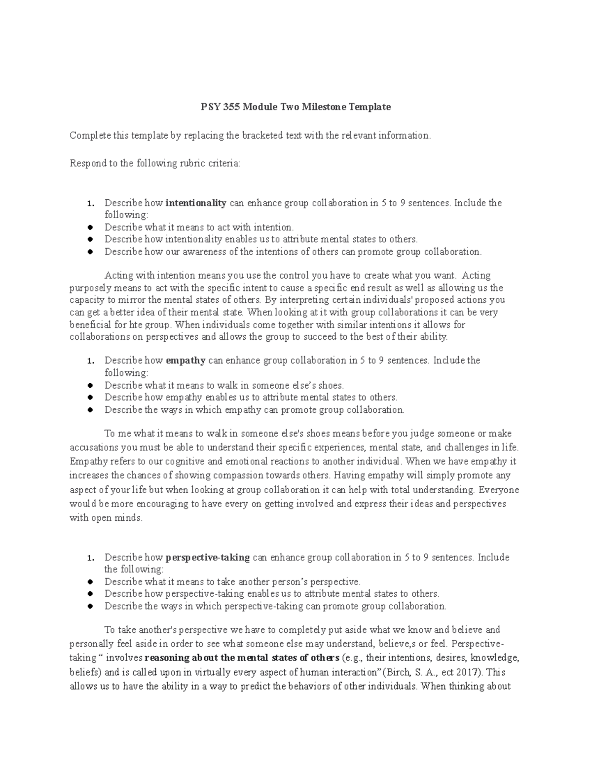 PSY 355 Module Two Milestone Template - PSY 355 Module Two Milestone ...