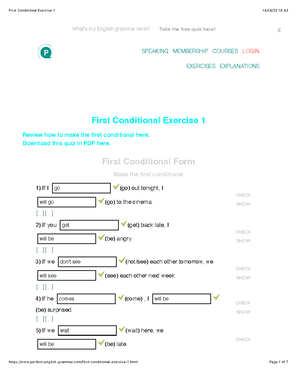 Future conditional - First Conditional Exercise 1 14/09/22 18: 43 - Studocu