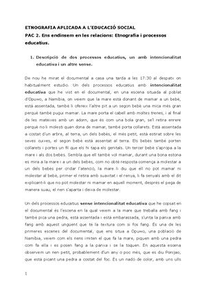PEC 3 enunciado Etnografía - ETNOGRAFIA APLICADA A LA EDUCACIÓN SOCIAL Semestre 2020/2021 ...