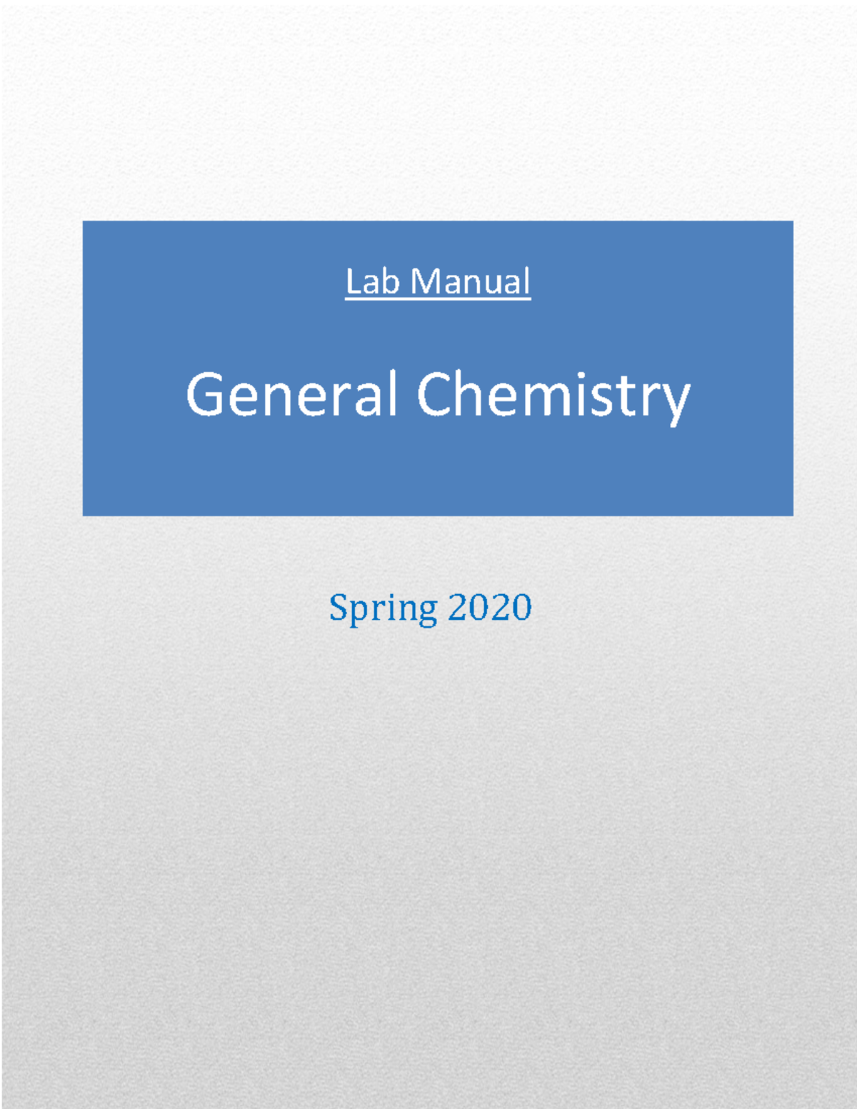 Chemistry Laboratory Lab Manual for students - GENERAL CHEMISTRY ...