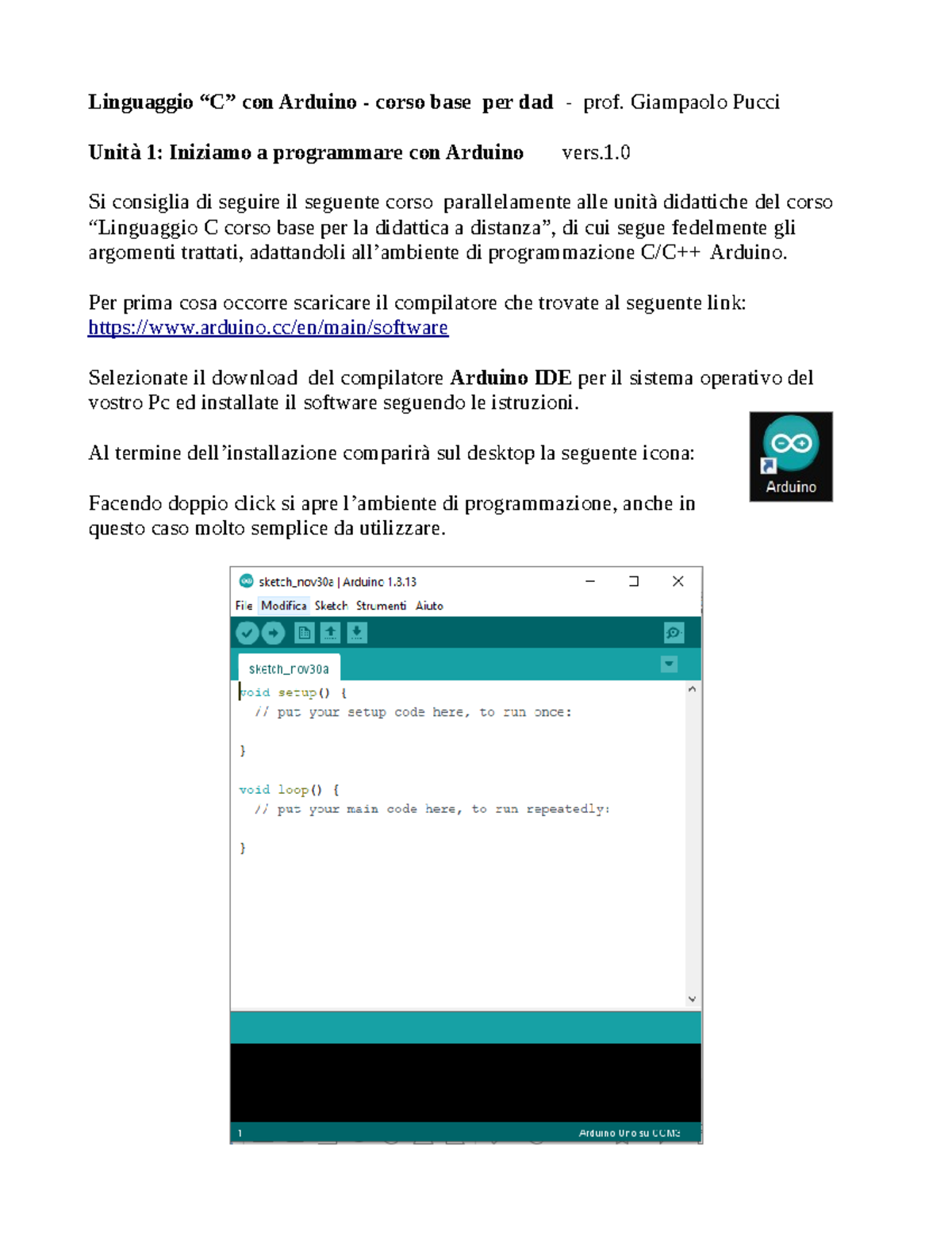 Ling C Arduino unit 1 v10 - Linguaggio “C” con Arduino - corso base per dad - prof. Giampaolo ...