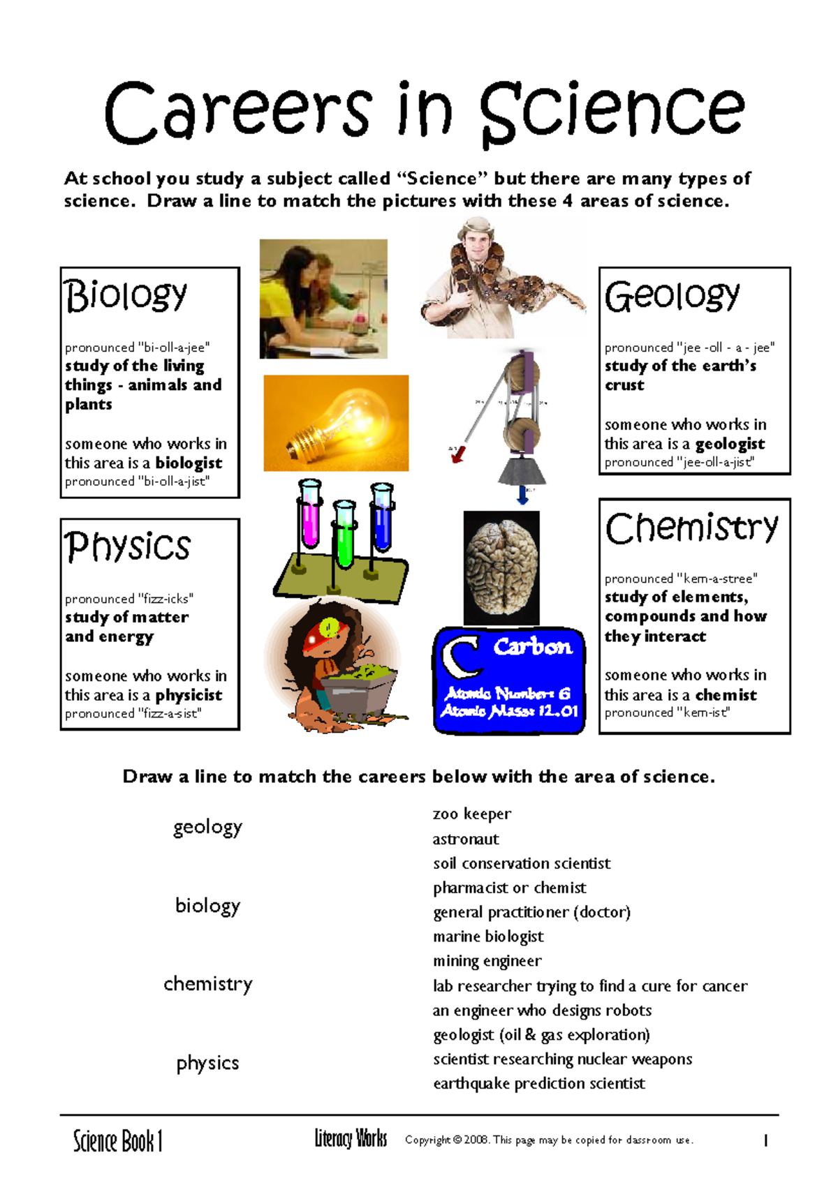 Chapter 1 Science & Scientists page 1-5 - ####### Draw a line to match ...
