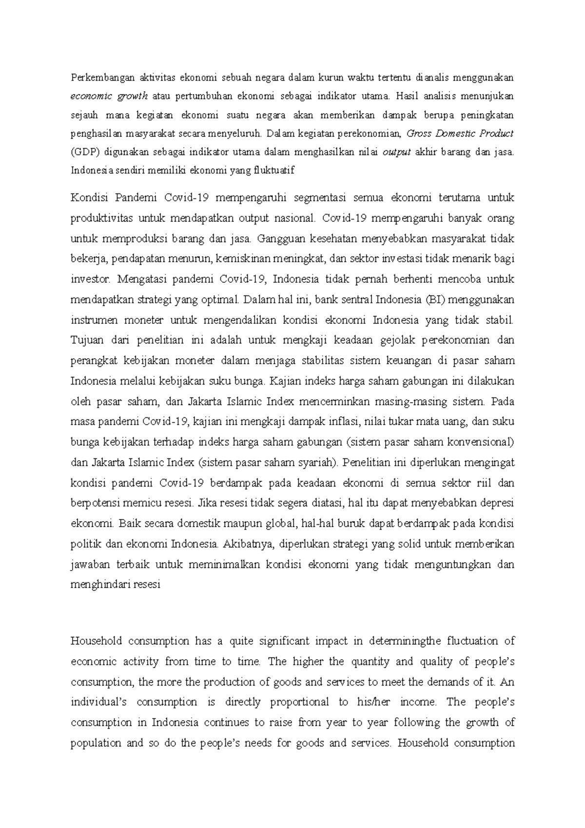 Perkembangan aktivitas ekonomi sebuah negara dalam kurun waktu tertentu dianalis menggunakan ...