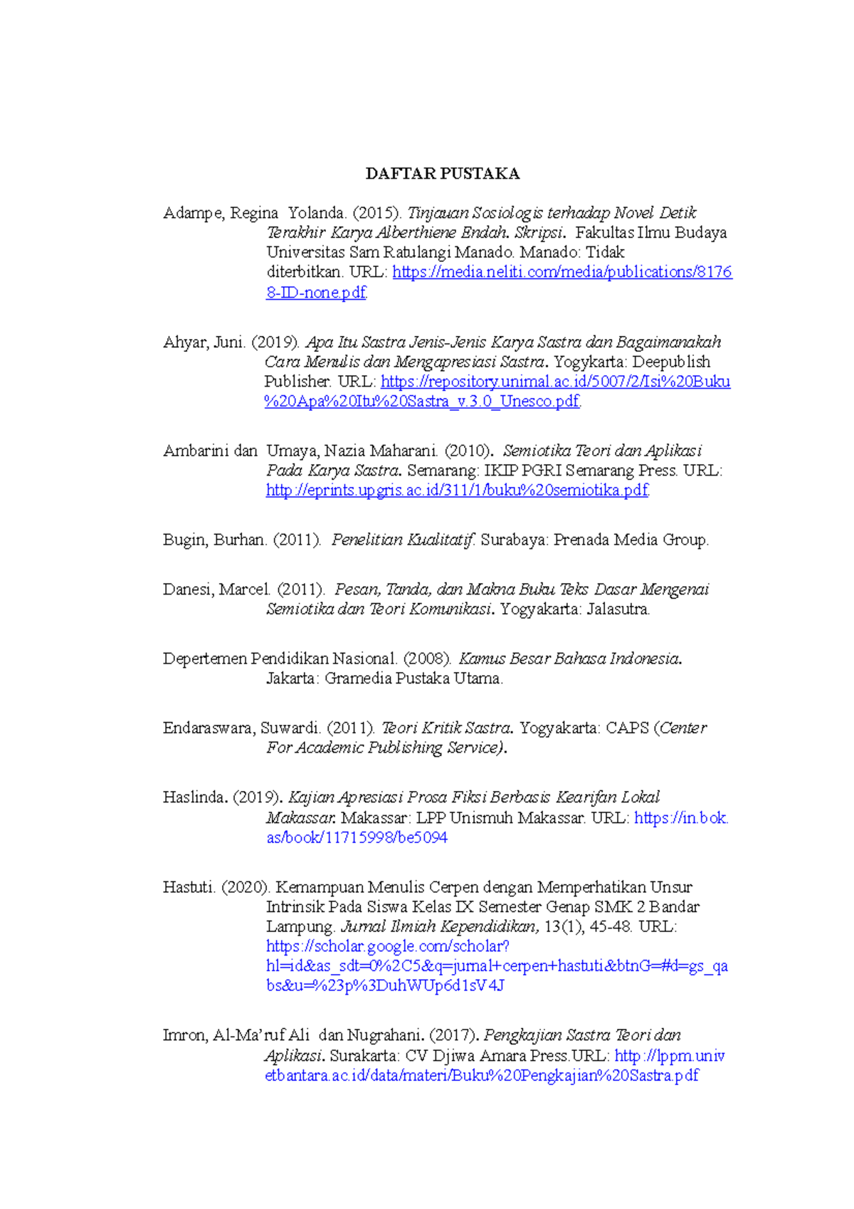 Dafus Benar - Penulisan dapus - DAFTAR PUSTAKA Adampe, Regina Yolanda ...