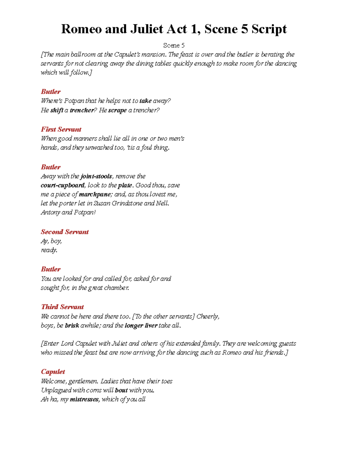 Aaliyah Martinez - Romeo and Juliet Act 1, Scene 5 Script - Romeo and ...